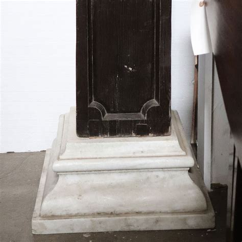Pair Large Indo Portuguese Ironwood And Marble Square Architectural Columns