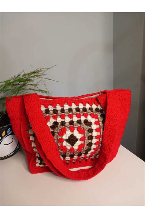 Handmade el örgüsü büyük motif çanta Fiyatı Yorumları Trendyol