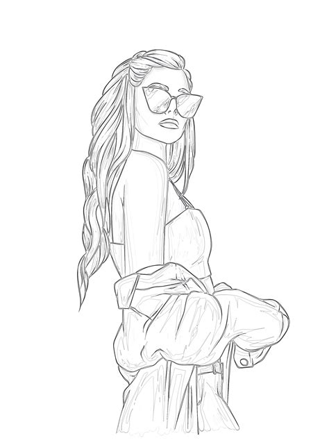 Printable Girl Stylish Glasses Coloring Page Mimi Panda