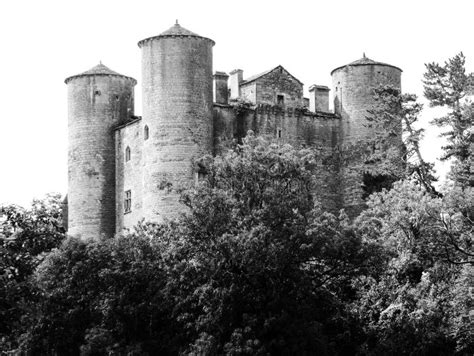 A Black And White Photo Of A Castle In Europe Stock Image Image Of