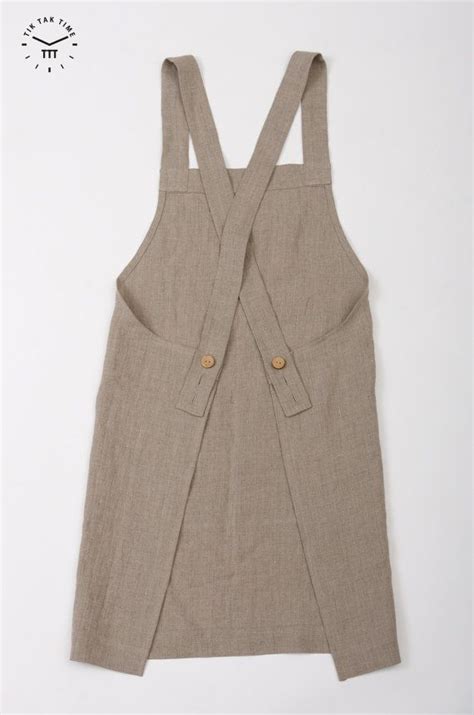 Linen Pinafore Apron Flax Linen Long Crossback By Tiktaktimelinen