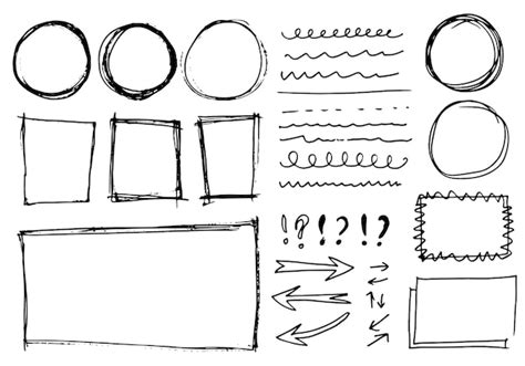 Doodle Vectorlijnen En Curven Handgetekende Vinkjes En Pijlen Tekenen