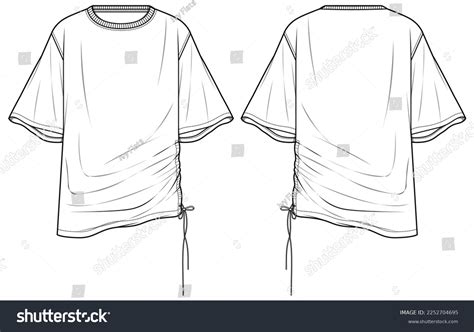 Womens Side Drawstring Crew Neck T Stock Vector Royalty Free 2252704695 Shutterstock