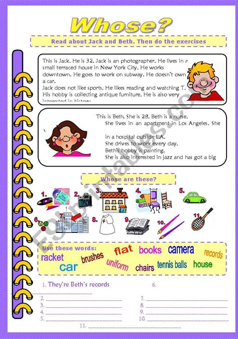 Whose Esl Worksheet By Cyssy
