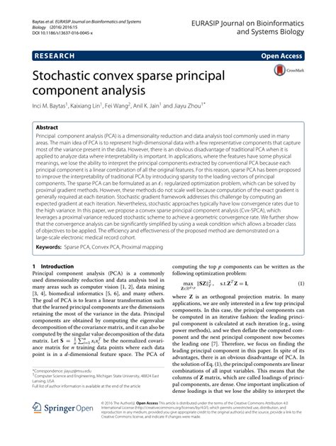 Pdf Stochastic Convex Sparse Principal Component Analysis