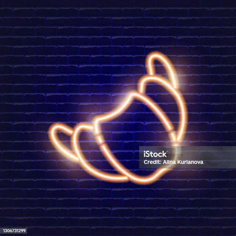 크루아상 네온 아이콘 모바일 웹 및 메뉴 디자인에 대한 빛나는 벡터 일러스트 아이콘 달콤한 컨셉 개념에 대한 스톡 벡터 아트 및 기타 이미지 Istock