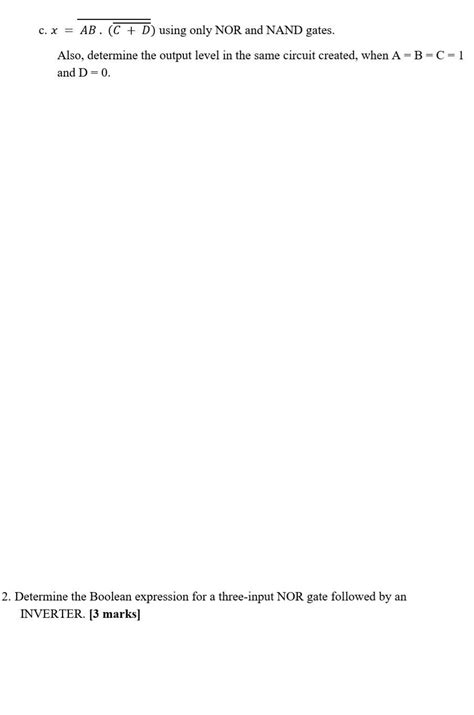 Solved C X AB C D Using Only NOR And NAND Gates Also Chegg