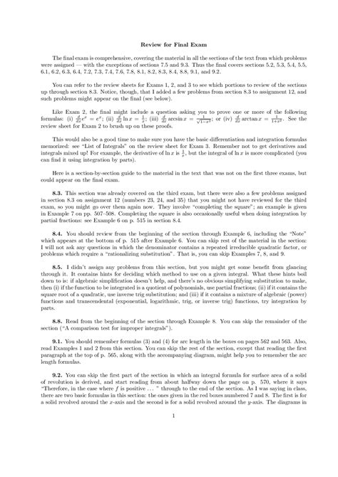 Final Exam Review For Calculus And Analytical Geometry Ii Math 2423