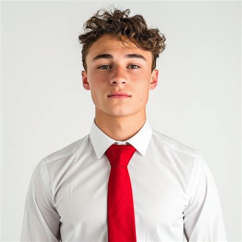 Premium Photo Young Man Wearing White Shirt And Red Tie