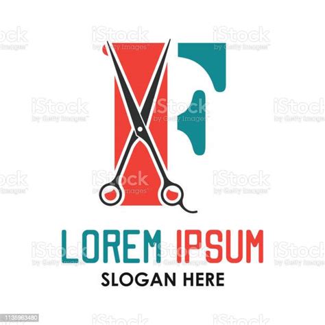 당신의 슬로건태그 라인 벡터 일러스트 레이 션을 위한 F 알파벳 및 텍스트 공간을 가진 이발소 아이콘 가위에 대한 스톡 벡터 아트 및 기타 이미지 Istock