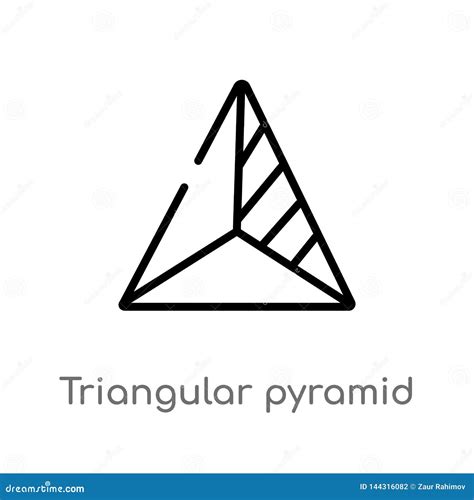 Outline Triangular Pyramid Volumetrical Shape Vector Icon Isolated Black Simple Line Element