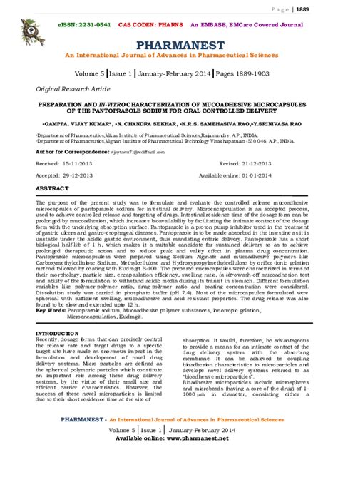 Pdf Preparation And In Vitro Characterization Of Mucoadhesive