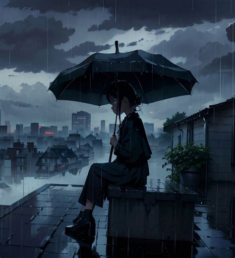 680x750 Resolution Hd Sad Anime Girl In Dark Rain 680x750 Resolution