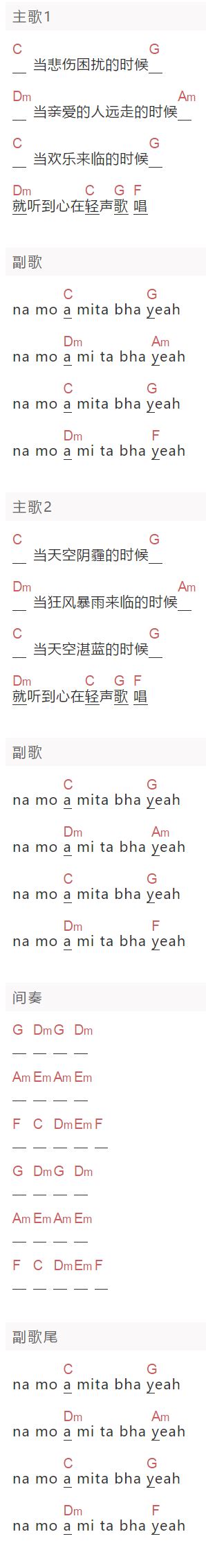 初学者扫弦谱弹唱《永远自由的心》吉他谱 拍子拍 C调六线谱 易谱库