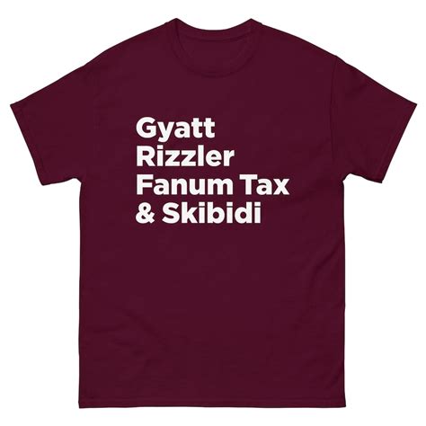 Gyatt Rizzler Fanum Tax And Skibidi — Unisex Cotton T Shirt Etsy