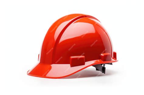 Red Color Safety Helmet Isolated White Background Premium Ai
