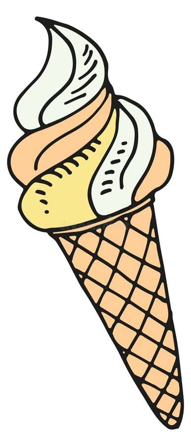 Icono De Helado Suave Cono De Gofre Dulce Ilustración del Vector
