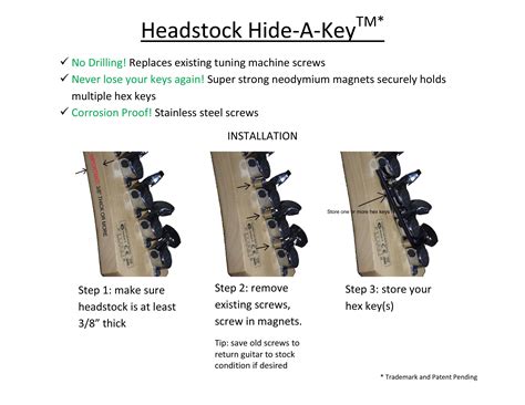 Headstock Hide A Key Available Keep Your Hex Keys On Your Guitar