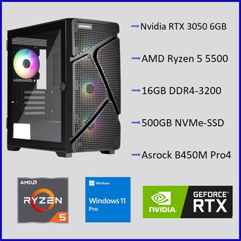 Nvidia RTX 3050 6GB / Ryzen 5 5500 - Gaming PC - Angebote | Gaming4U