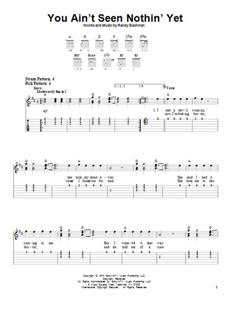You Ain T Seen Nothin Yet By Bachman Turner Overdrive Easy Guitar