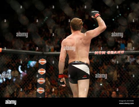 Gunnar Nelson Celebrates After Defeating Brandon Thatch During Their