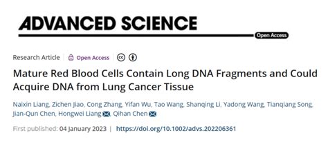 Advanced Science：南大药大团队首次证实，基于红细胞的新型液体活检可用于早期肺癌筛查和诊断生物科技健康一线资讯