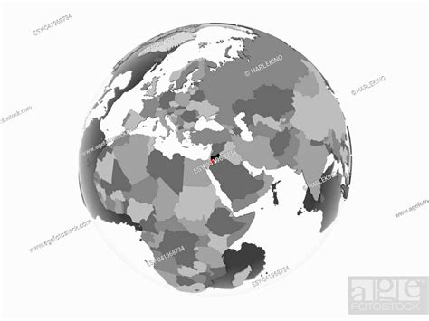 Jordan On Gray Political Globe With Embedded Flag 3d Illustration