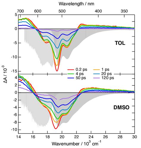 Transient Electronic Absorption Spectra Recorded At Various Time Delays