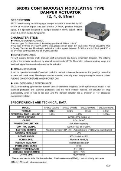 Srd02 Continuously Modulating Type Damper Actuator