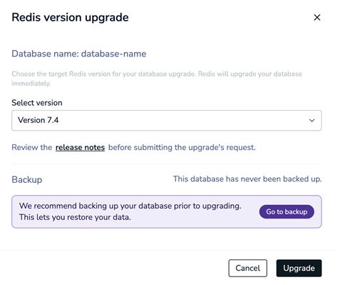 Upgrade Redis Database Version Docs