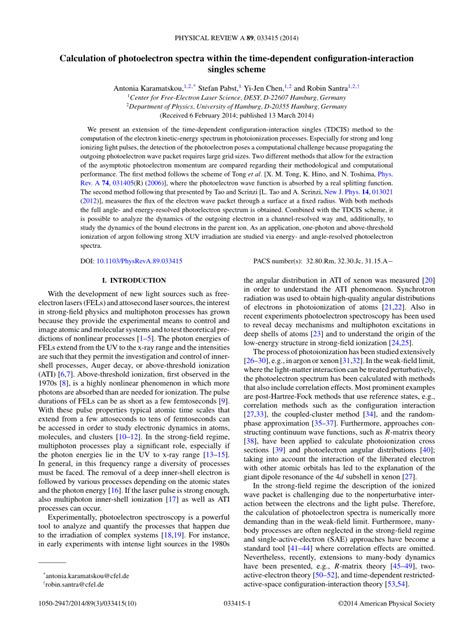 Pdf Calculation Of Photoelectron Spectra Within The Time Dependent