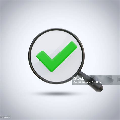 확인 표시가 있는 돋보기 3d 렌더링 그림입니다 확인된 3d 아이콘입니다 3차원 형태에 대한 스톡 사진 및 기타 이미지 3차원 형태 개선 검사 보기 Istock