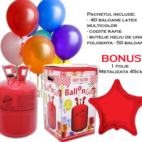 Butelie Cu Heliu Party Factory50 Baloane Cu Heliu La Cel Mai Mic Pret