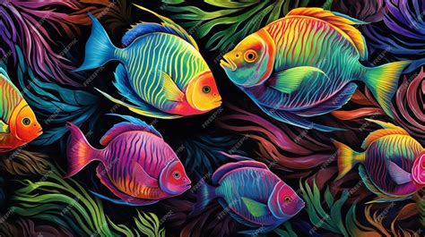 Premium Photo Tropical Fish Pattern Background