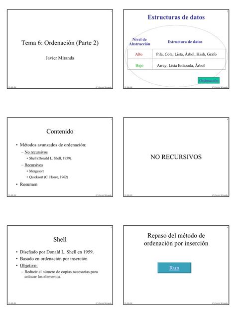 Pdf De Programaci N Tema Ordenaci N Parte Estructuras De Datos