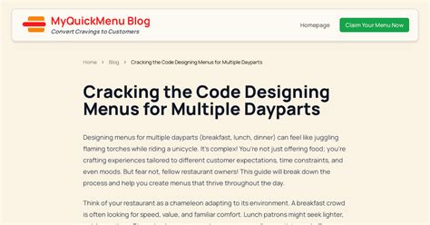 Cracking The Code Designing Menus For Multiple Dayparts