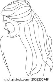 Continuous Line Drawing Set Faces Hairstyle Stock Vector Royalty Free