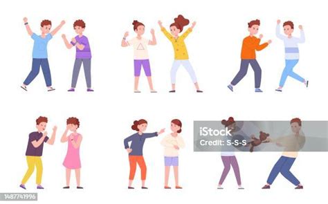 아이들은 다툼을 한다 형제 화난 행동 형제 갈등 놀리는 아이 싸움 2 아이는 놀이터에서 기분을 상하게 한 여동생 순종하는