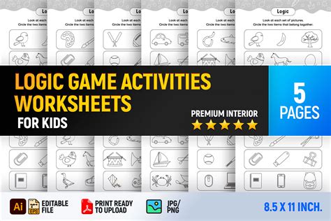 Logic Game Activities Worksheets Graphic By Interior Creative · Creative Fabrica