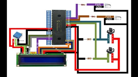 Display 2 Inputs Received From 2 Push Buttons On 16x2 Lm016 Lcd With