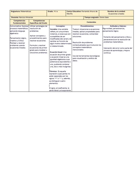 Plantilla Para Planificar Pdf
