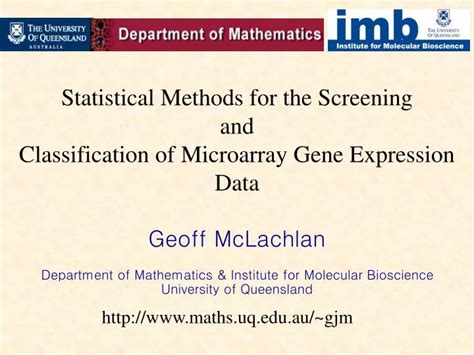 PPT Statistical Methods For The Screening And Classification Of Microarray Gene Expression