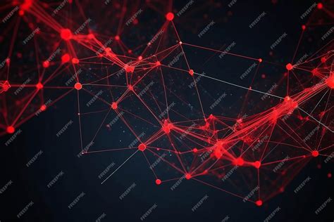 Premium Photo Abstract Red Polygonal Space Dark Background With Connecting Dots And Lines