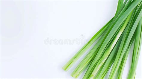 Generative Ai Fresh Lemongrass Green Leaves Isolated On White