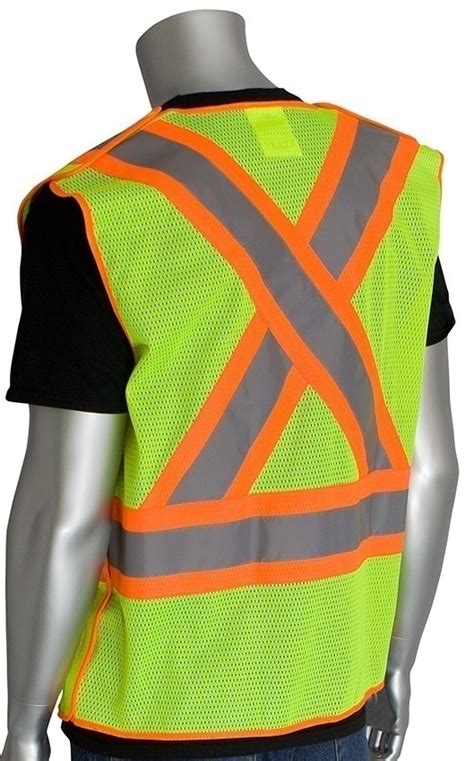 Pip Ansi Type R Class 2 Hi Vis Lime Two Tone X Back Breakaway Mesh Vest