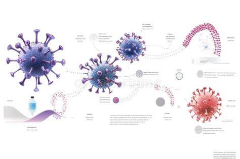 Illustrated Stages Of A Virus Lifecycle Showing Penetration Replication And Spreading With