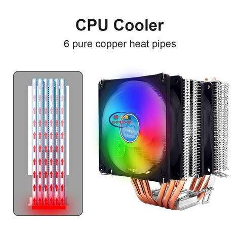 6 Heatpipes Cpu Radiator Cooler 90mm Rgb Fan For Lga 775