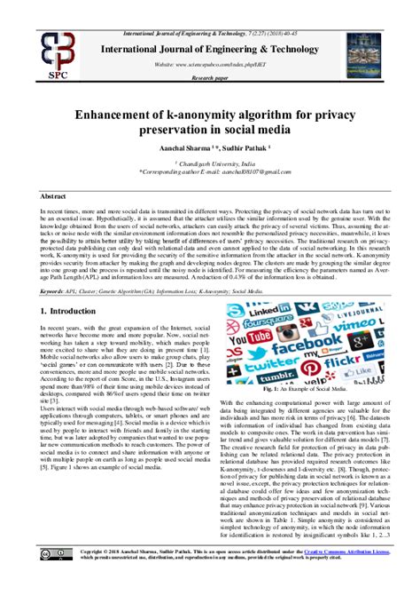 Pdf Enhancement Of K Anonymity Algorithm For Privacy Preservation In Social Media
