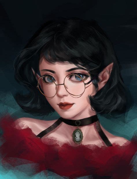 F Wood Elf Sorcerer Robes Necklace Glasses Portrait Urban City Tower Lg