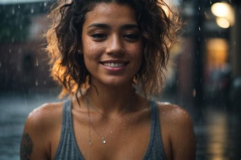 Premium Ai Image Woman In The Rain